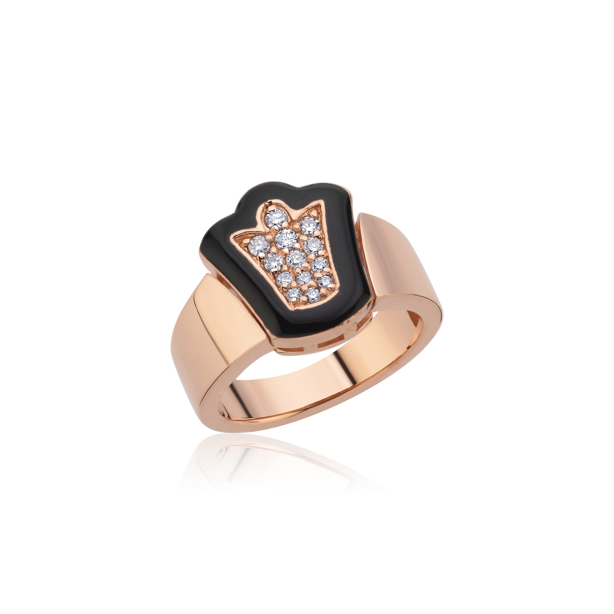 Rumi Diamond Black Enamel Ring