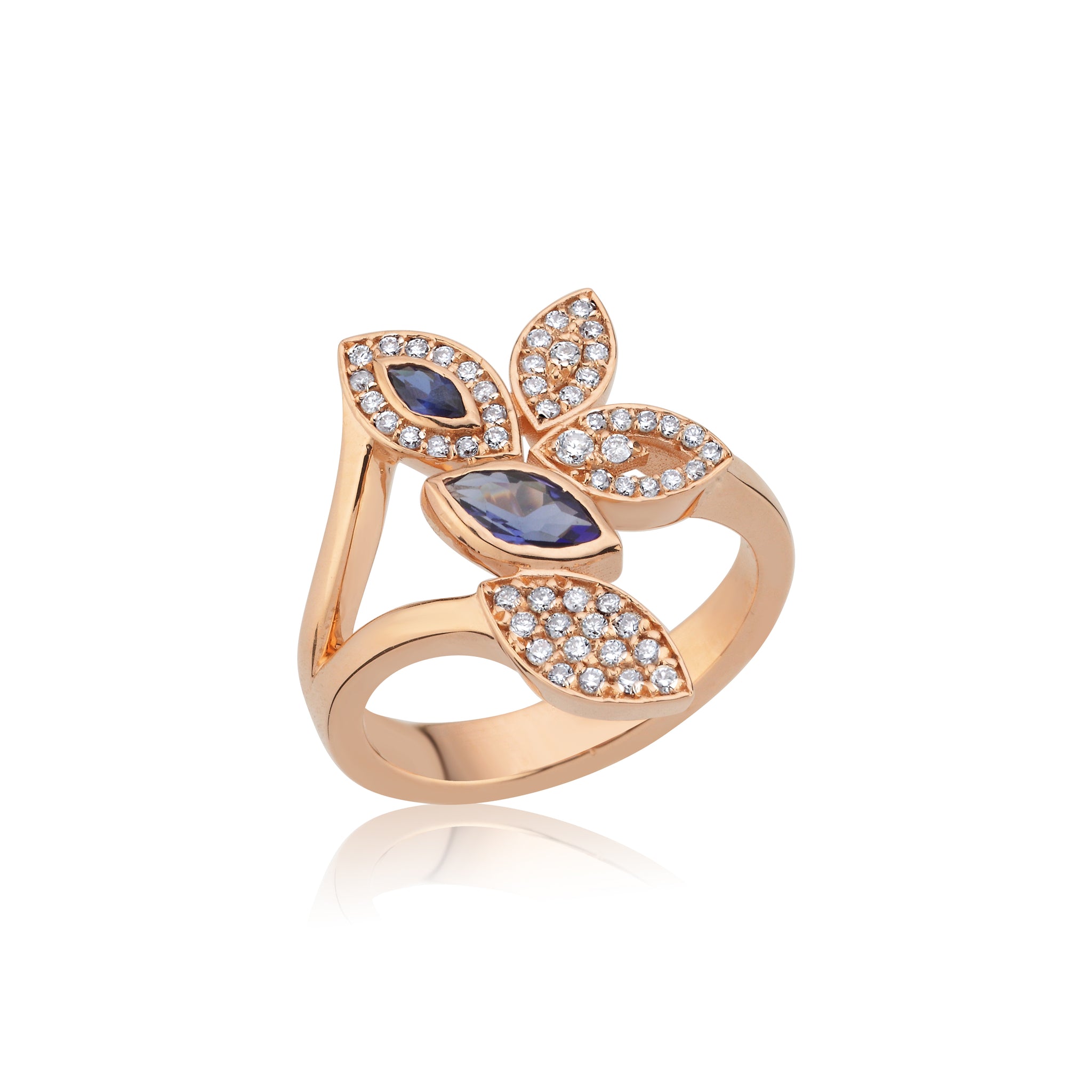 Fiore Diamond with Sapphire Ring
